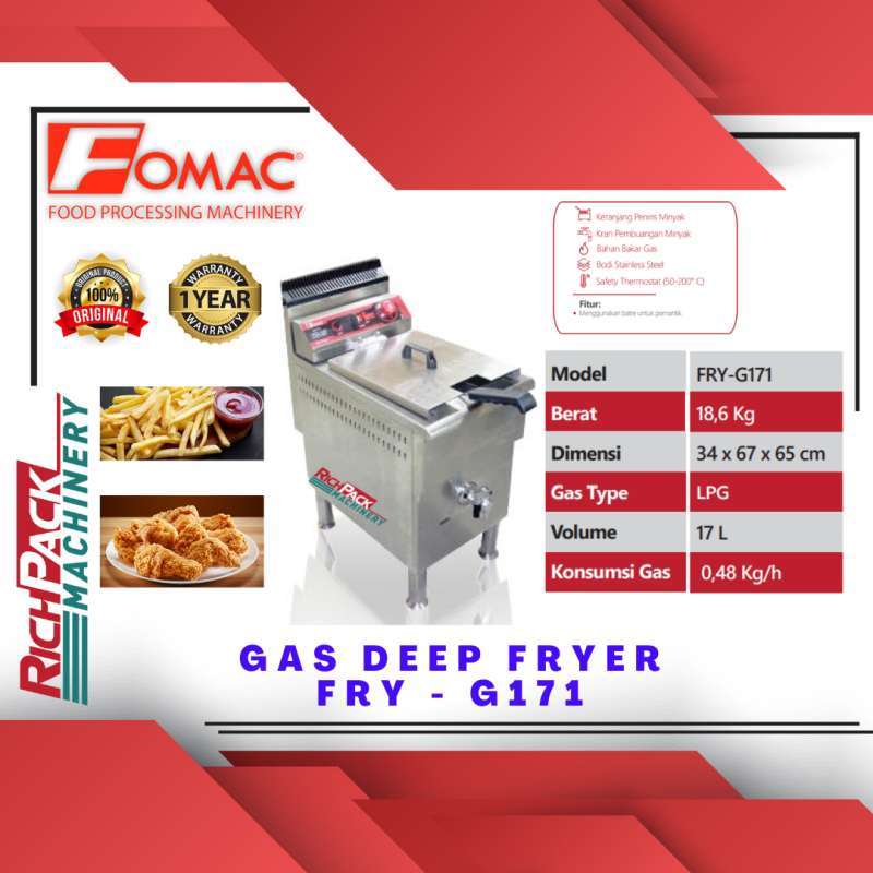 Jual Gas Deep Fryer 17 Liter Penggorengan Makanan Fry-g171 Fomac Di ...