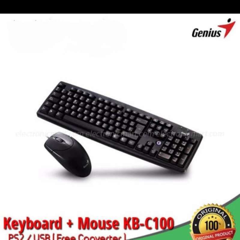 Jual Genius Keyboard Kb-c100 Bundle Mouse Combo Ps2- Usb Free Converter ...