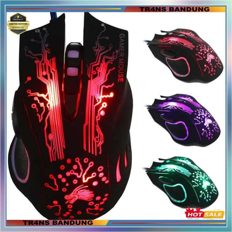 Jual Mouse Gaming Usb 3200 Dpi Dgn Led Rgb Motif Futuristik-X9-Hitam di ...