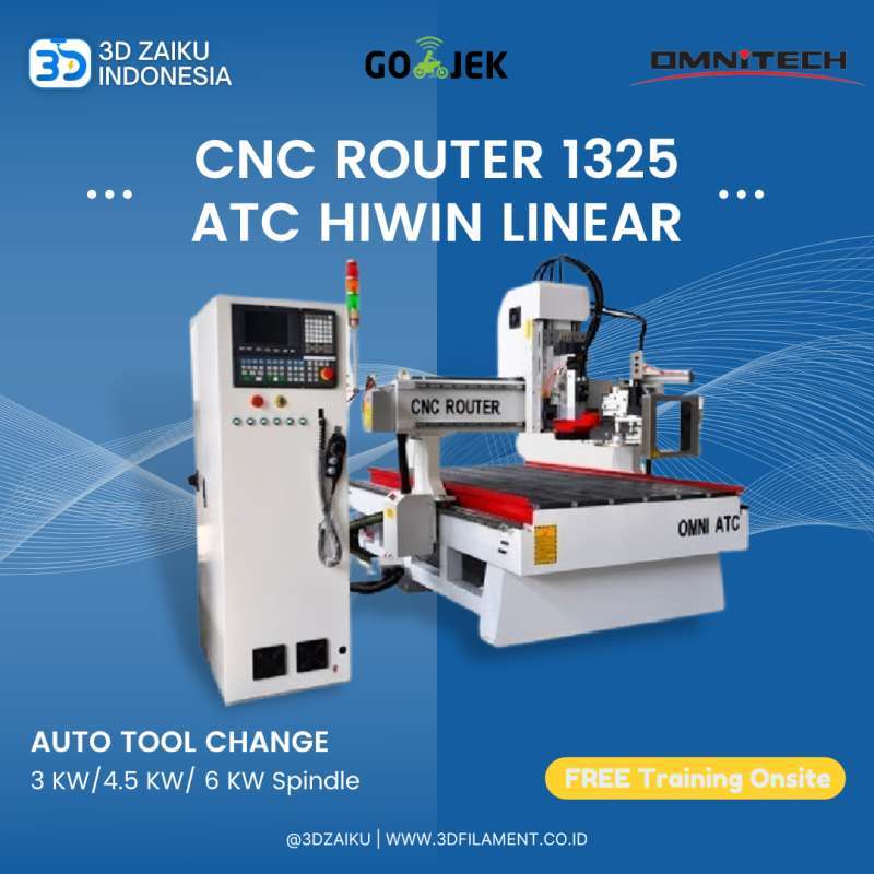 Jual OMNI CNC Router 1325 ATC Automatic Tool Change 130x250 cm Hiwin Linear di Seller 3D Zaiku ...