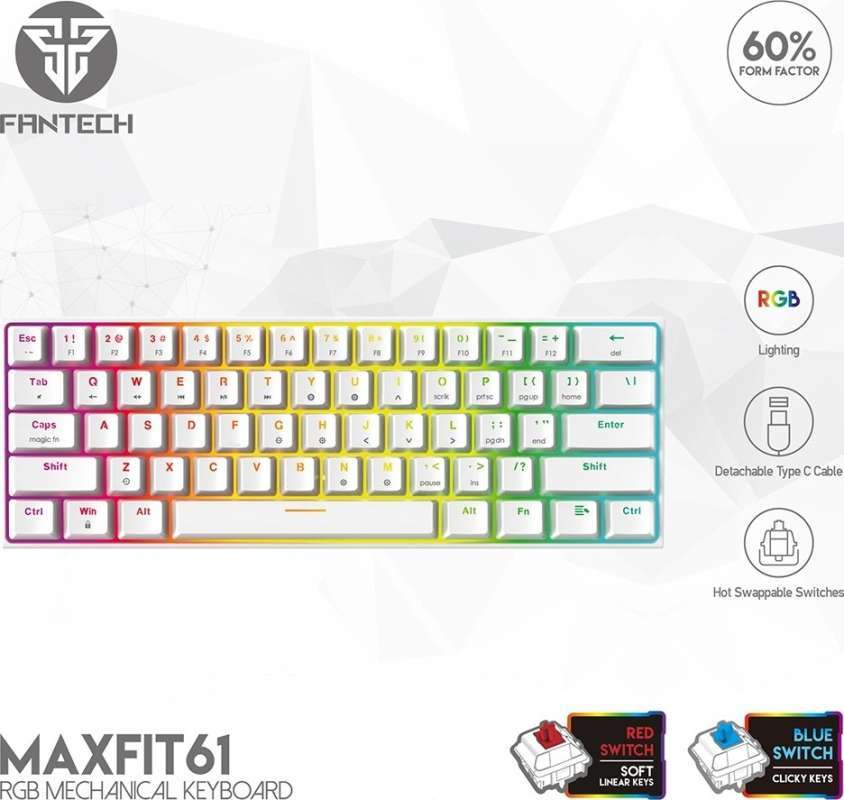 Jual Fantech Mechanical Gaming Keyboard 16 Mode RGB - Red Switch Putih ...