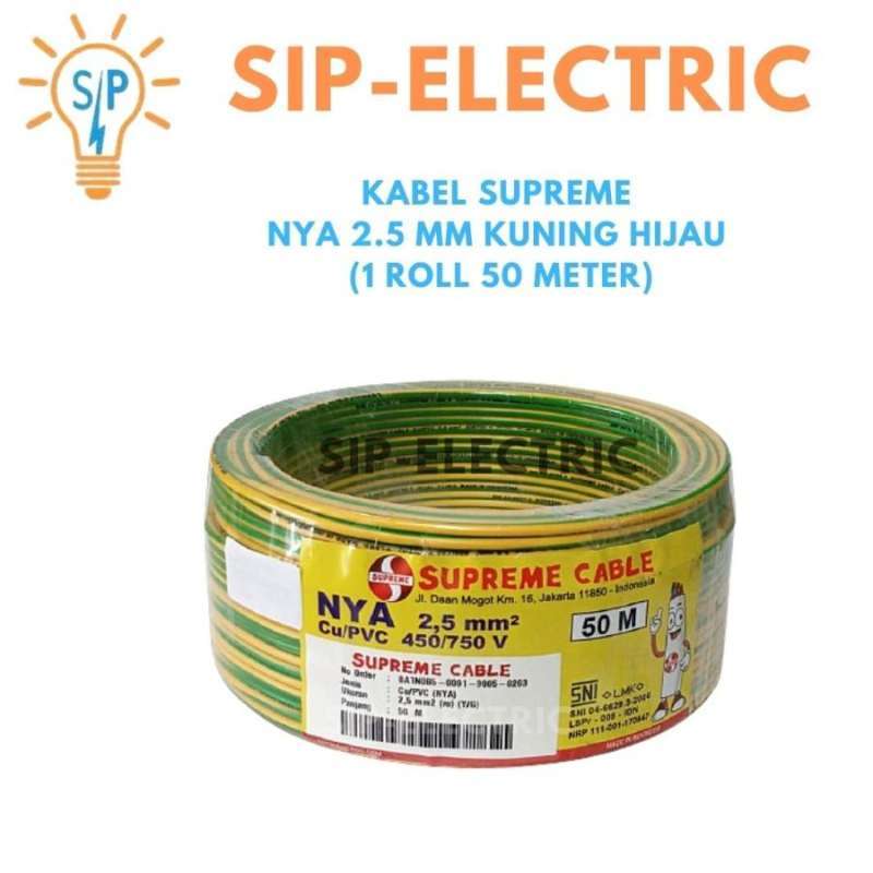 Jual KABEL SUPREME NYA 2.5 MM KUNING HIJAU (1 ROLL 50 METER) di Seller SIP_ELECTRIC ...