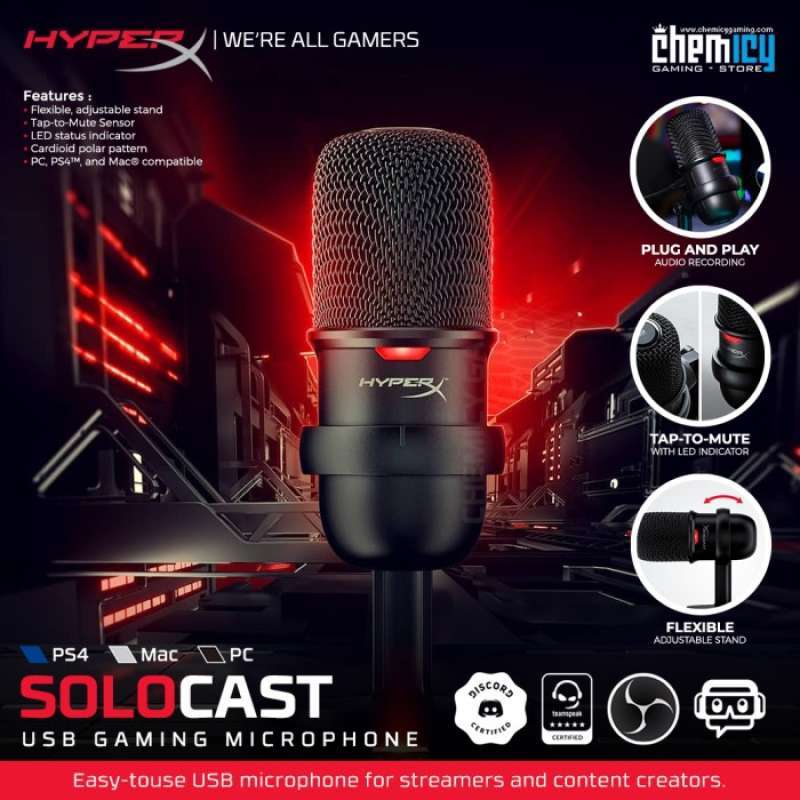 Promo Hyperx Solocast Usb Condenser Gaming / Streamer Microphone Diskon ...
