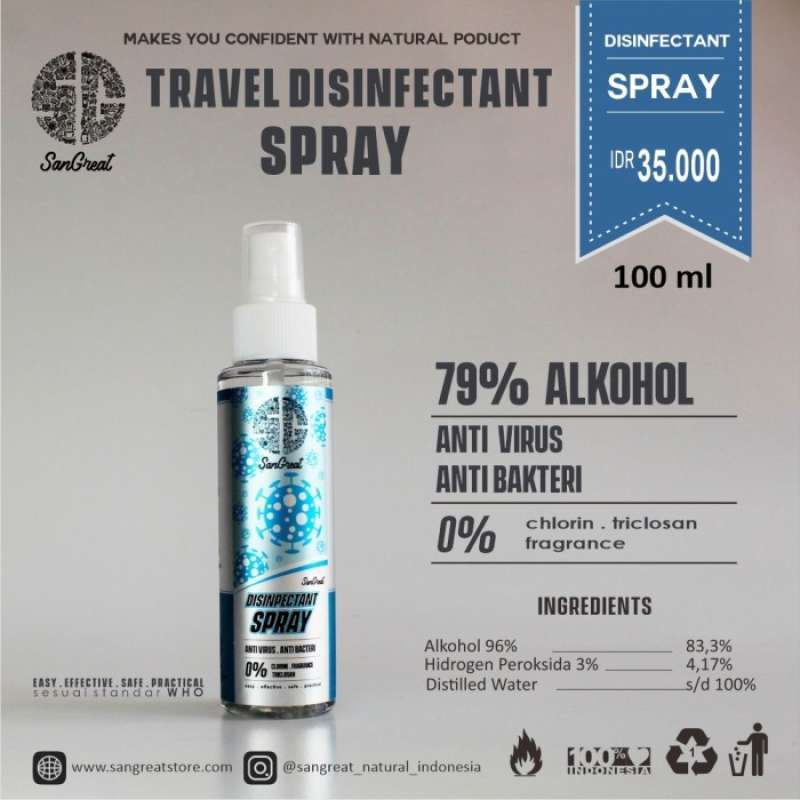 Jual Sangreat Disinfectant Spray Travel 100ml Di Seller Nagara