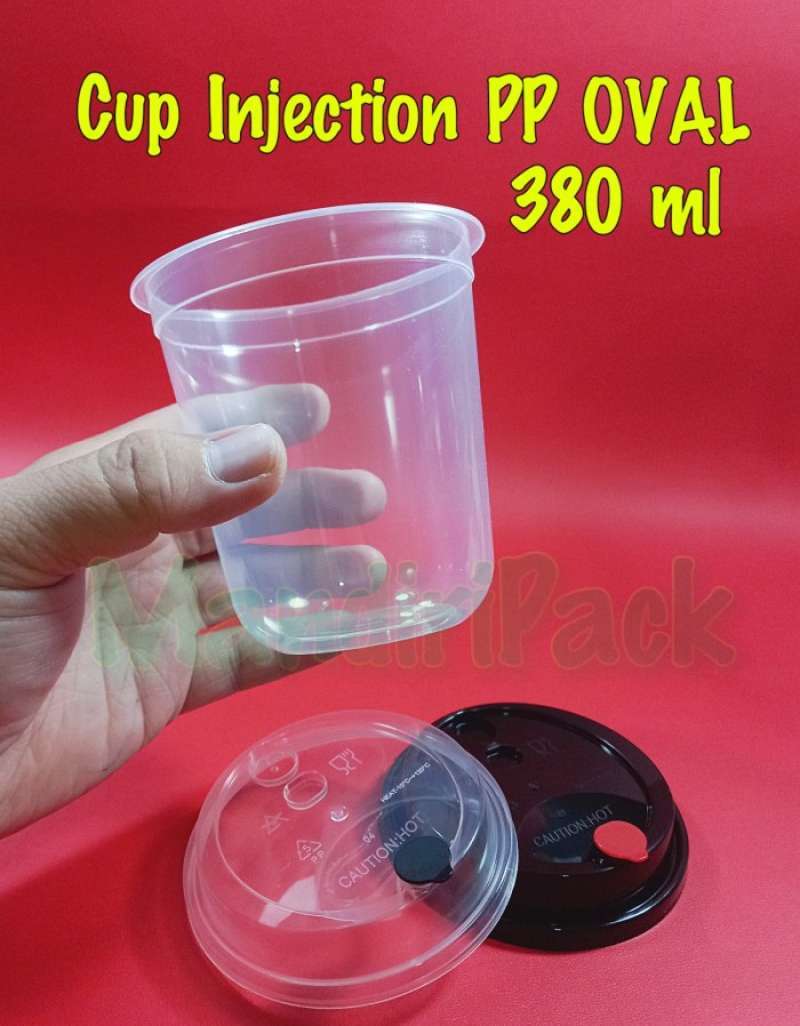 Promo Gelas PP Tebal Injection / Cup Injection OVAL 12 oz 380 ml isi 25 ...