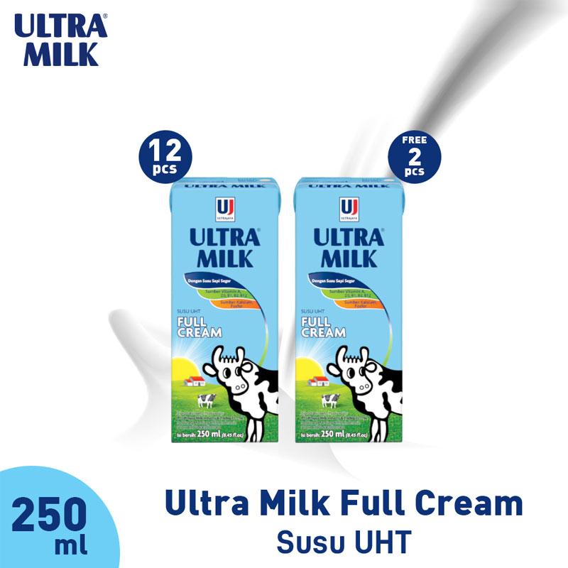 Jual Paket Ultra Milk Susu UHT Full Cream [12x250mL] + Free Ultra Milk ...