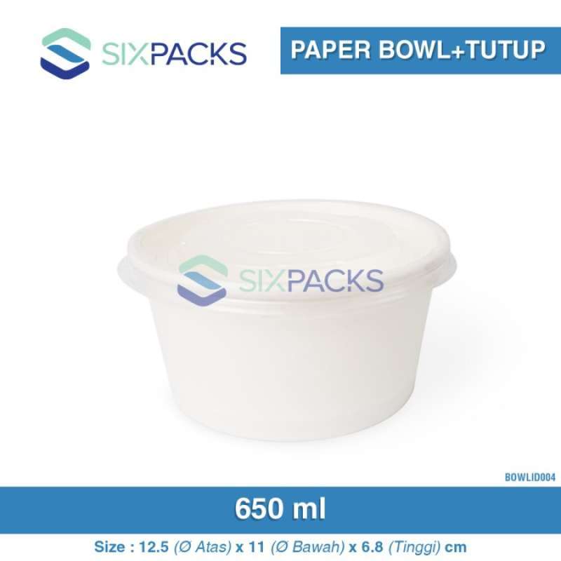 Promo Paper Bowl 650 ml dengan Lid atau Tutup Bening 50 set ...