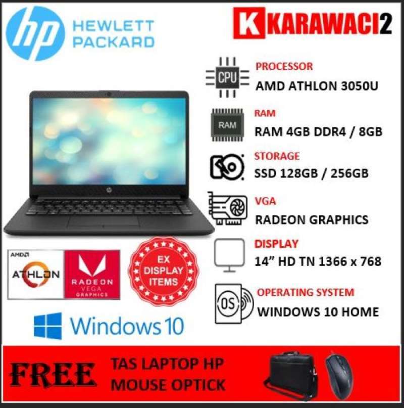 Jual LAPTOP HP 14 AMD ATHLON SILVER 3050U RAM 8GB SSD 128GB 14 HD ...