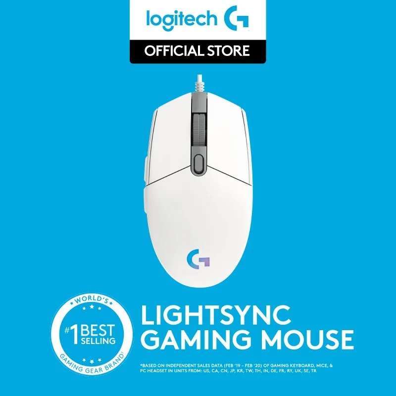 Promo Logitech G203 Mouse Gaming Wired RGB Lightsync with Macro White ...