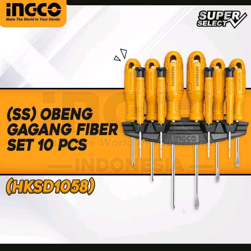 Promo INGCO HKSD1058 OBENG SET 10 PCS GAGANG FIBER OBENG PLUS OBENG ...