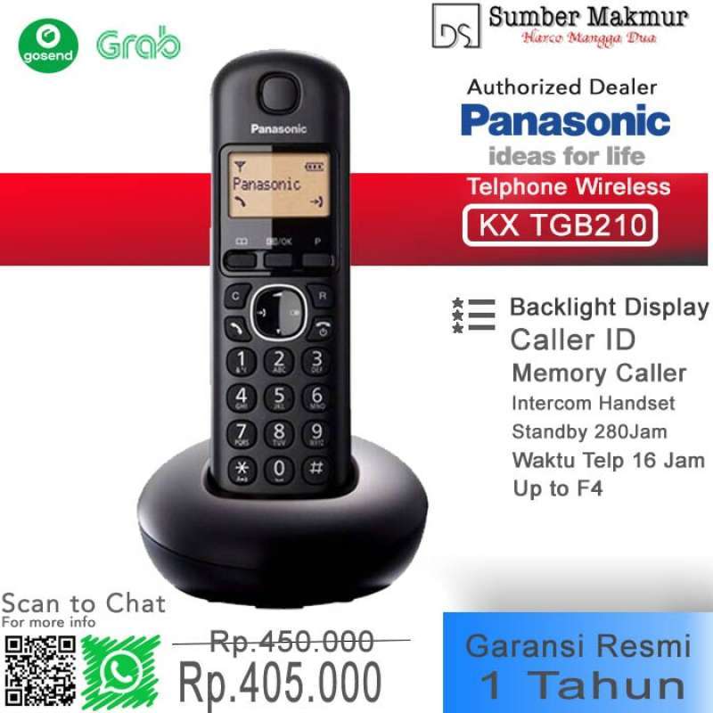 Promo Telephone Panasonic Wireless Phone Kx-Tgb210 Hitam Telp Rumah Kantor Diskon 10% di Seller ...