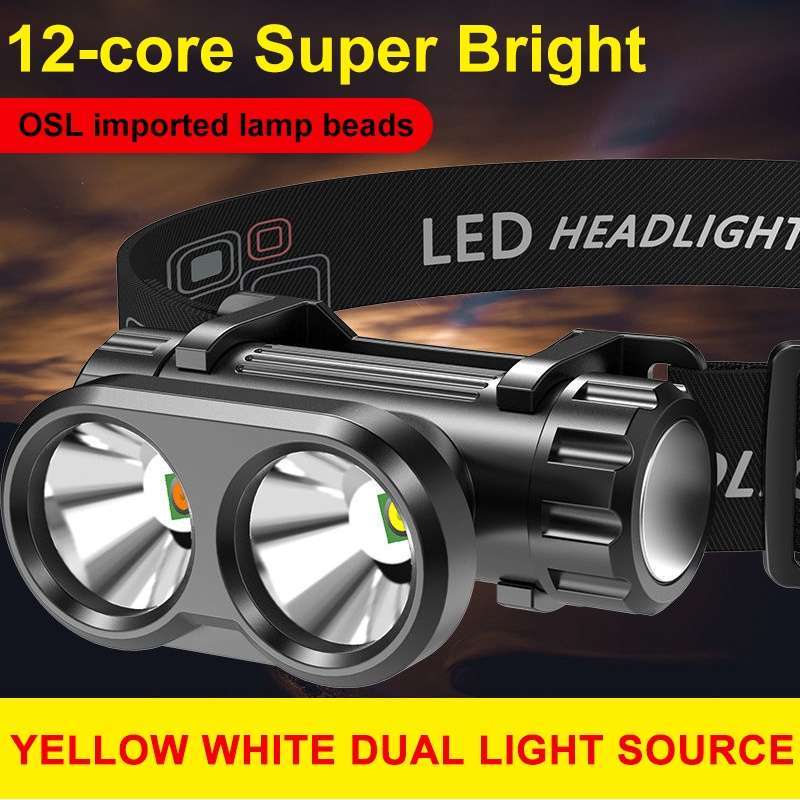 Jual Senter Kepala LED rechargeable Dengan magnet Warna Biru Dan Putih ...