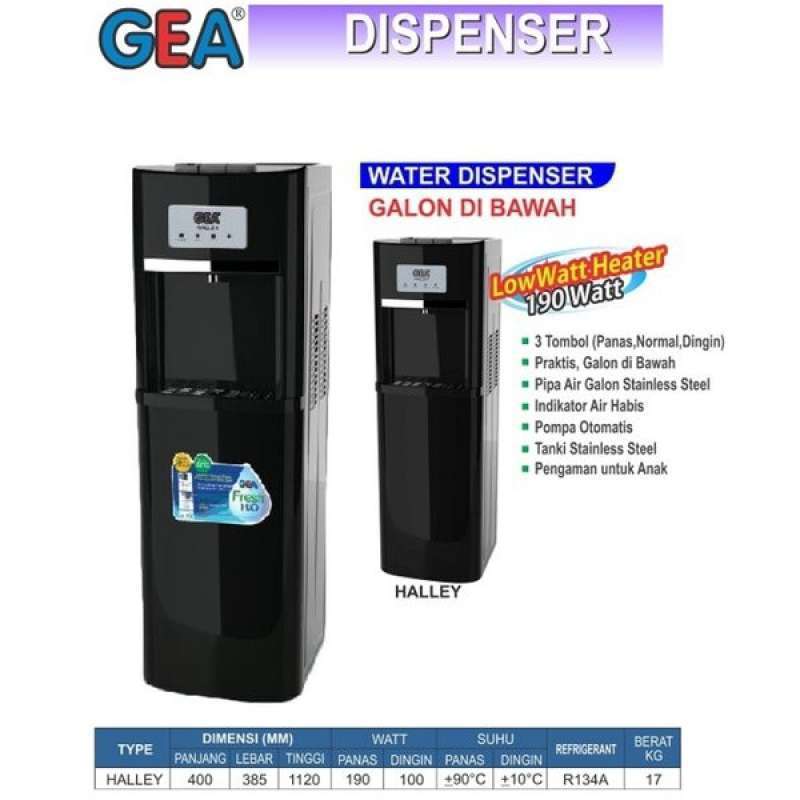 Promo Rsa Gea Halley Dispenser Galon Bawah Hot Cool Normal Low Watt ...