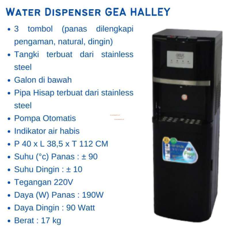 Promo Rsa Gea Halley Dispenser Galon Bawah Hot Cool Normal Low Watt ...