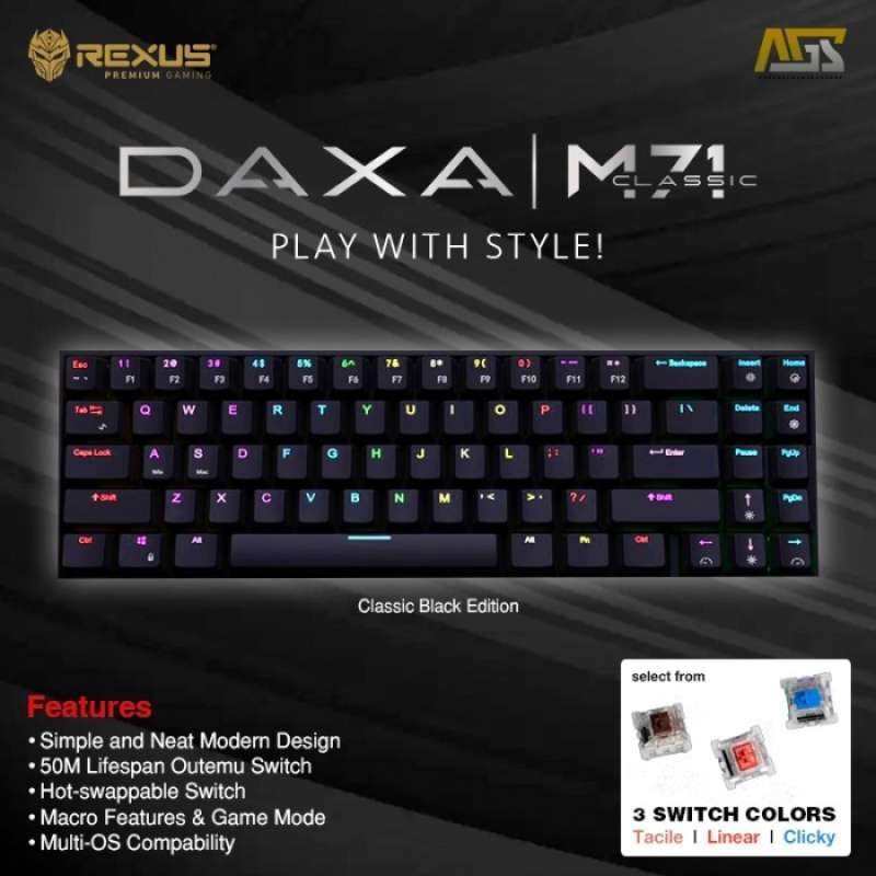 Promo Rexus Daxa M71 Classic Black - Gaming Keyboard - Blue Switch ...
