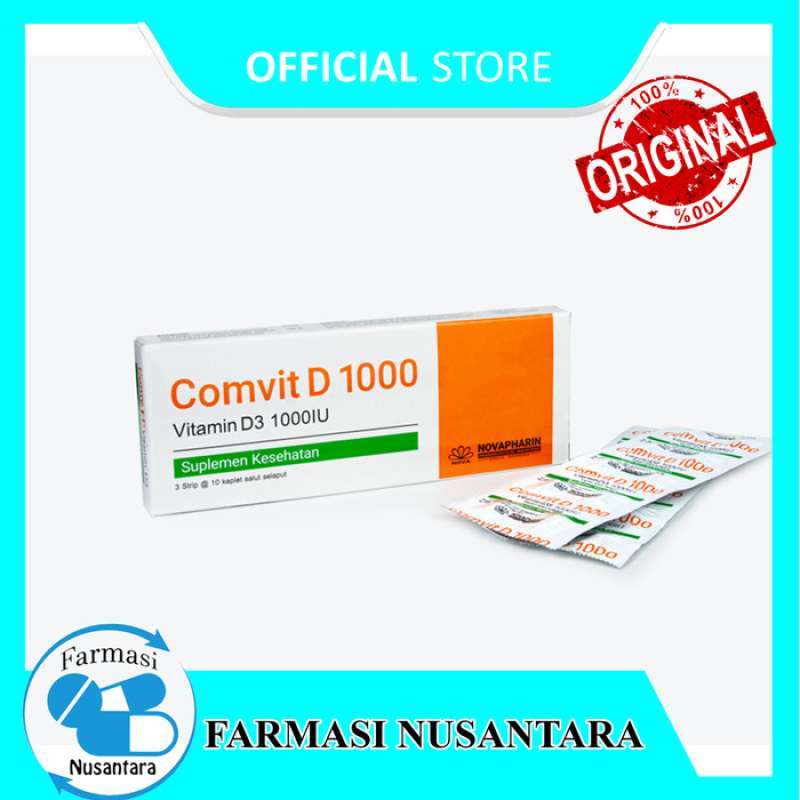 Jual OEM Comvit D 1000iu Vitamin D3 1000iu 1 Box isi 30 Kaplet di ...