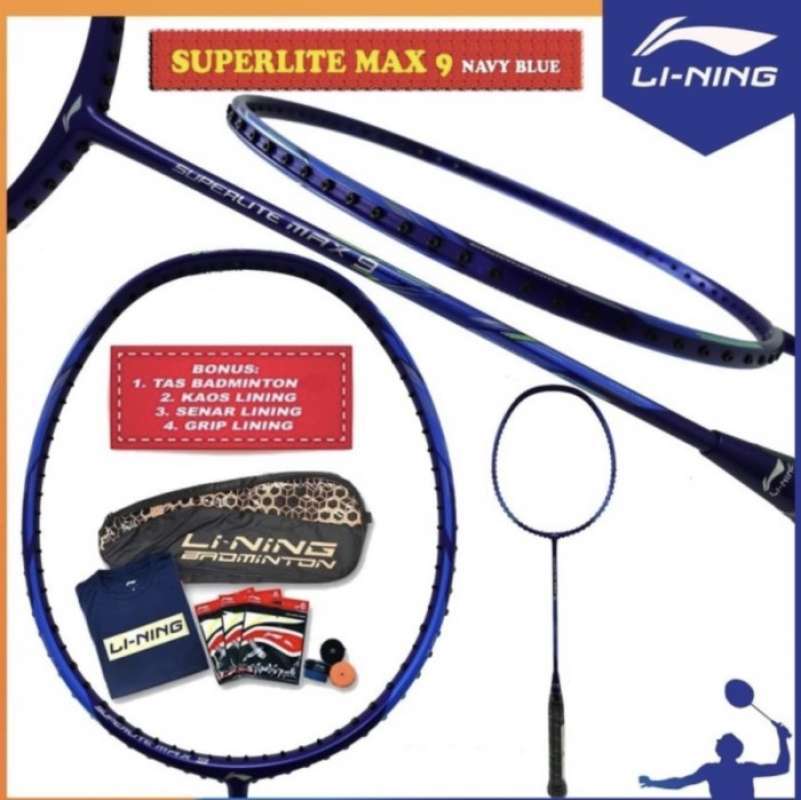 Promo Raket Badminton LINING SUPERLITE MAX 9 full set komplit Original ...