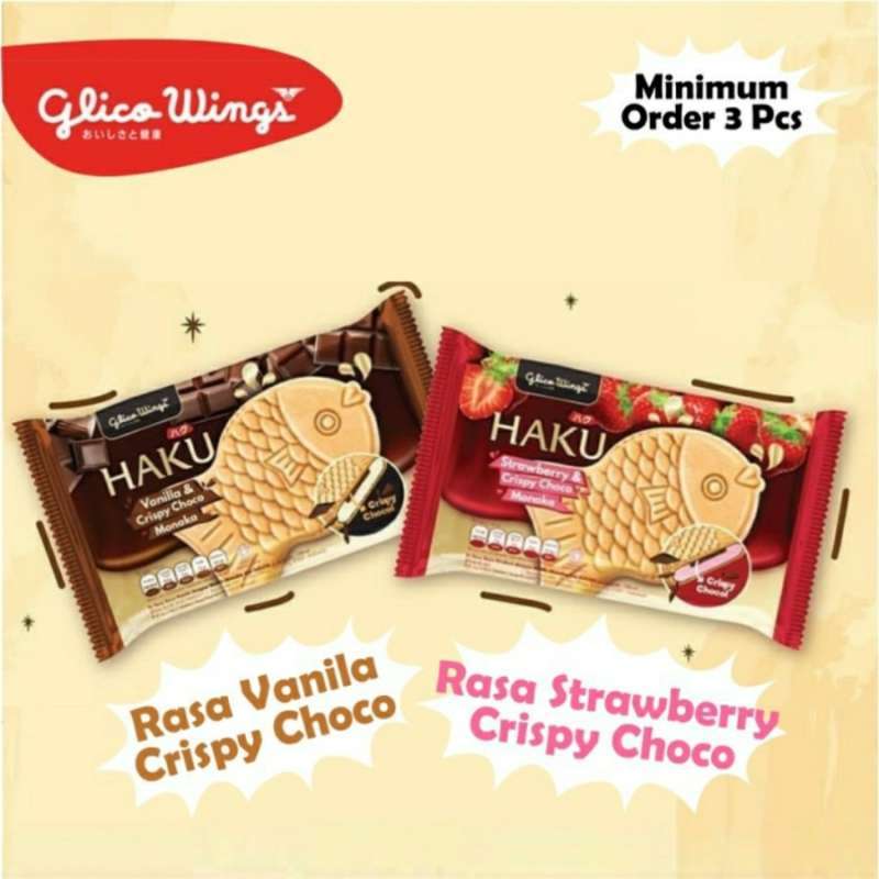Jual Glico Wings Ice Cream Haku Strawberry & Crispy Choco Monaka 100ml 4pc Di Seller Rikarichie ...
