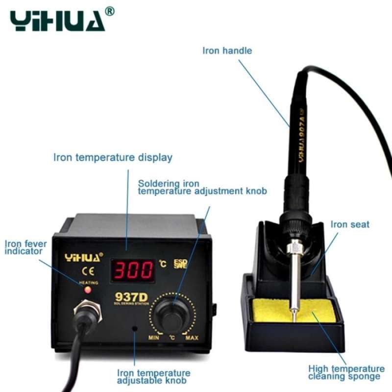 Promo Digital Solder Station Yihua 937D Original Antistatic Soldering Iron - Multicolor ...