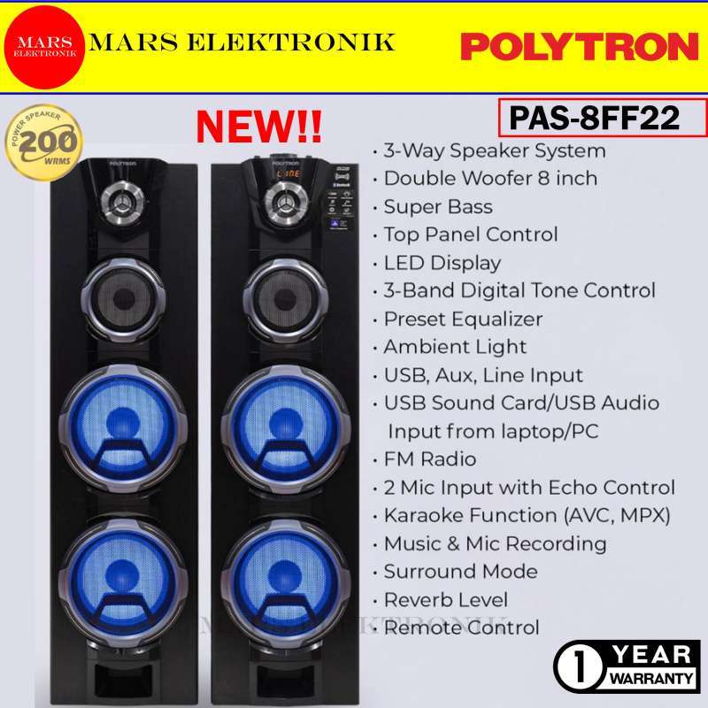 Jual Speaker Active Polytron Pas-8f22 / Pas-8ff22 - Top Panel Control ...