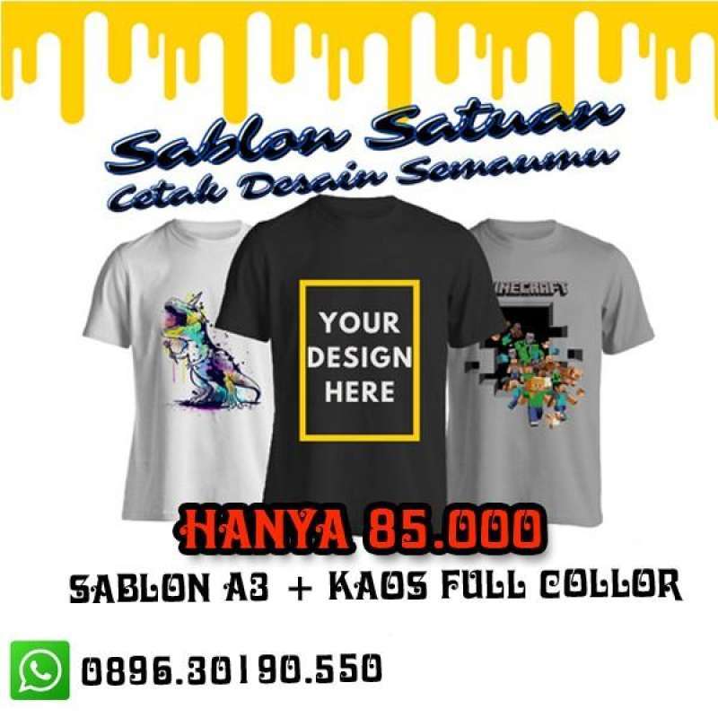 Jual Sablon Kaos Satuan Tanpa Minimal Warna Free Setting Design di Seller UNDERLINE STORE ...