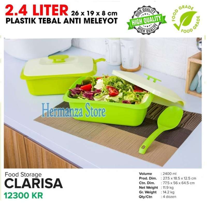 Jual Tempat Makanan Sayur Hommy Kirei Clarisa Food Storage 2400 ml ...