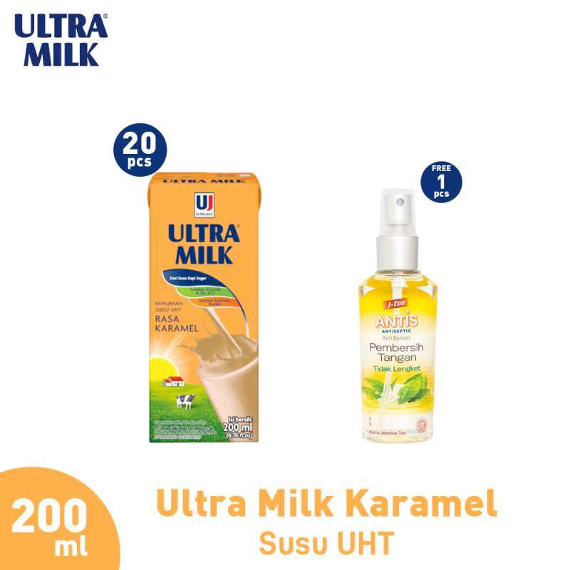 Jual Ultra Milk UHT Karamel 20x200ml Free Antis Botol Spray Jasmine Tea ...