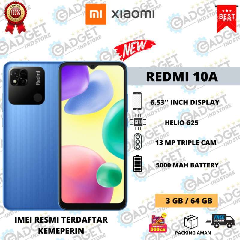 Jual XIAOMI REDMI 10A RAM 3/64 GB ORIGINAL GARANSI RESMI di Seller gadget ind store - Sangiang ...
