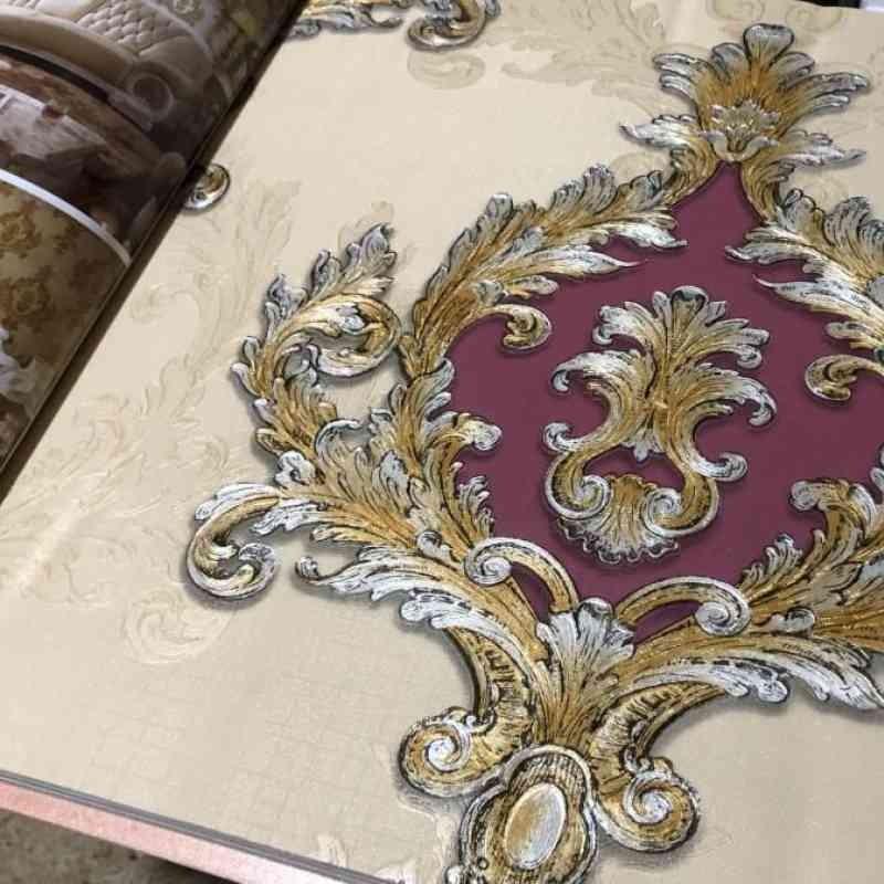 Jual Wallpaper Dinding Klasik Multi Warna Ungu Pink Ornamen Gold Mewah ...