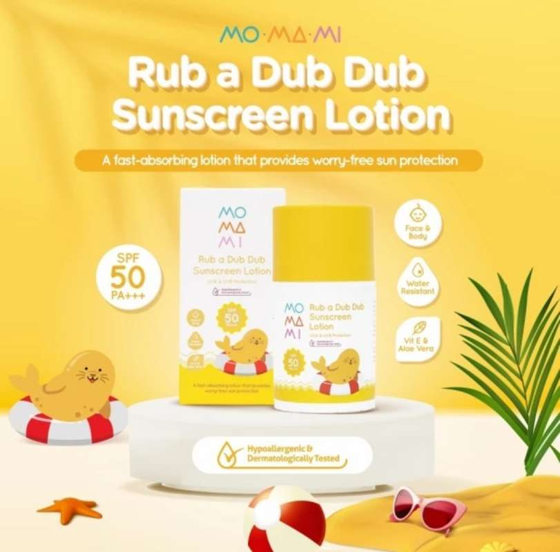 Jual Momami Rub A Dub Dub Sunscreen Lotion SPF 50 Ukuran 50 ml - Tabir ...
