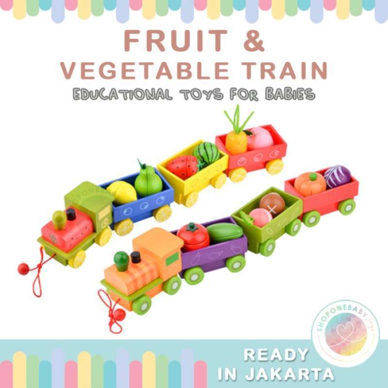 Jual Toddler Toys Kereta Api Susun Balok Train Set Wooden Mainan Kayu ...