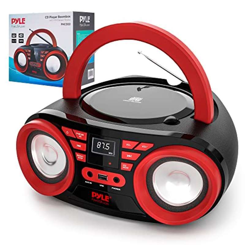 Promo Pyle Portable CD Player Bluetooth Boombox Speaker - w/FM Stereo ...