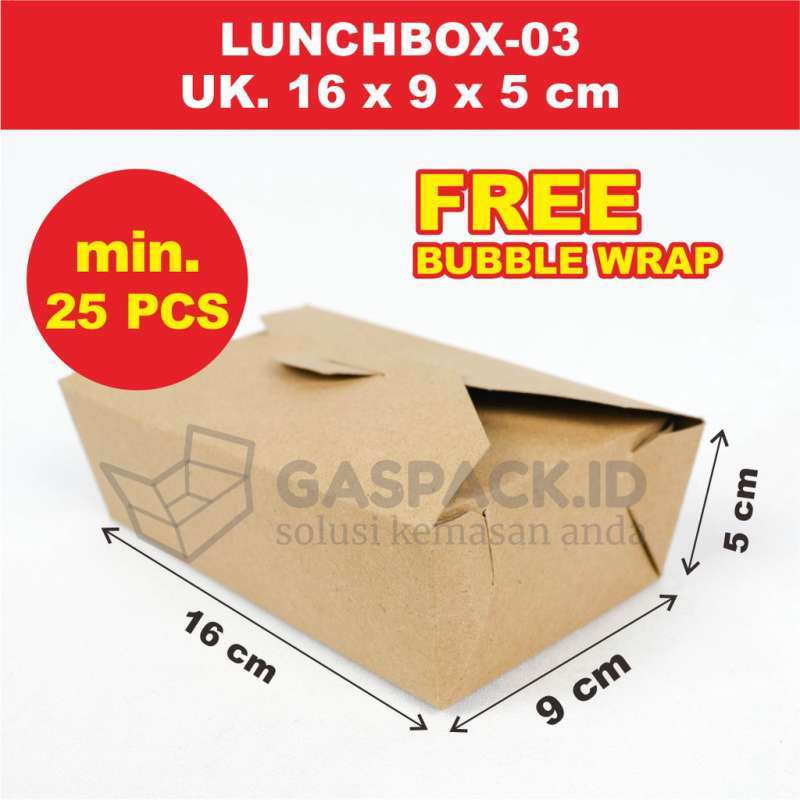 Jual LUNCH BOX LUNCHBOX PAPER BROWN KRAFT MODEL KAIT KANCING PENGAIT ...