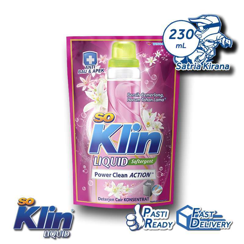 Jual So Klin Liquid Softergent Power Clean Action [230 mL / Refill Pouch] SoKlin Pink 5000 di ...