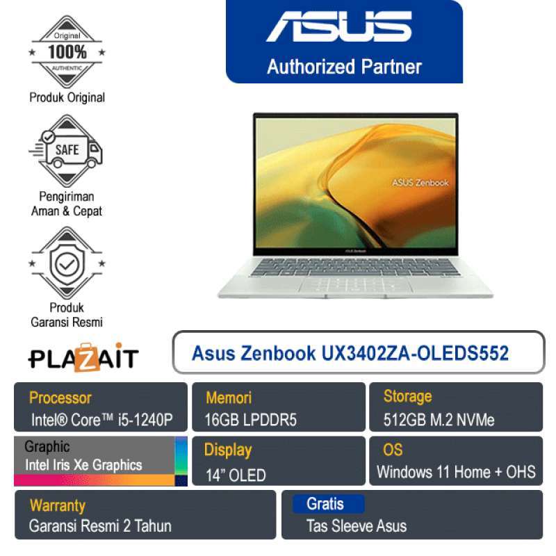 Jual Asus UX3402ZA-OLEDS552/Intel Core i5-1240P/16GB/512GB SSD/Intel ...