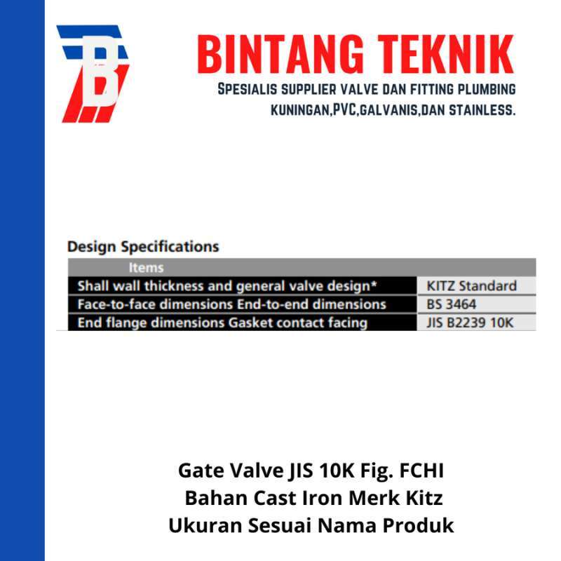Jual Gate Valve 4 Inch Flange Jis10k Merk Kitz Fig. Fchi Di Seller Toko ...