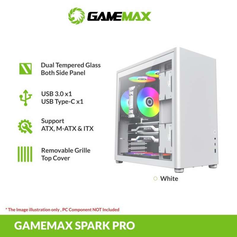 Jual PC Case Gaming Gamemax Spark Pro White ATX di Seller Mantap Baru ...