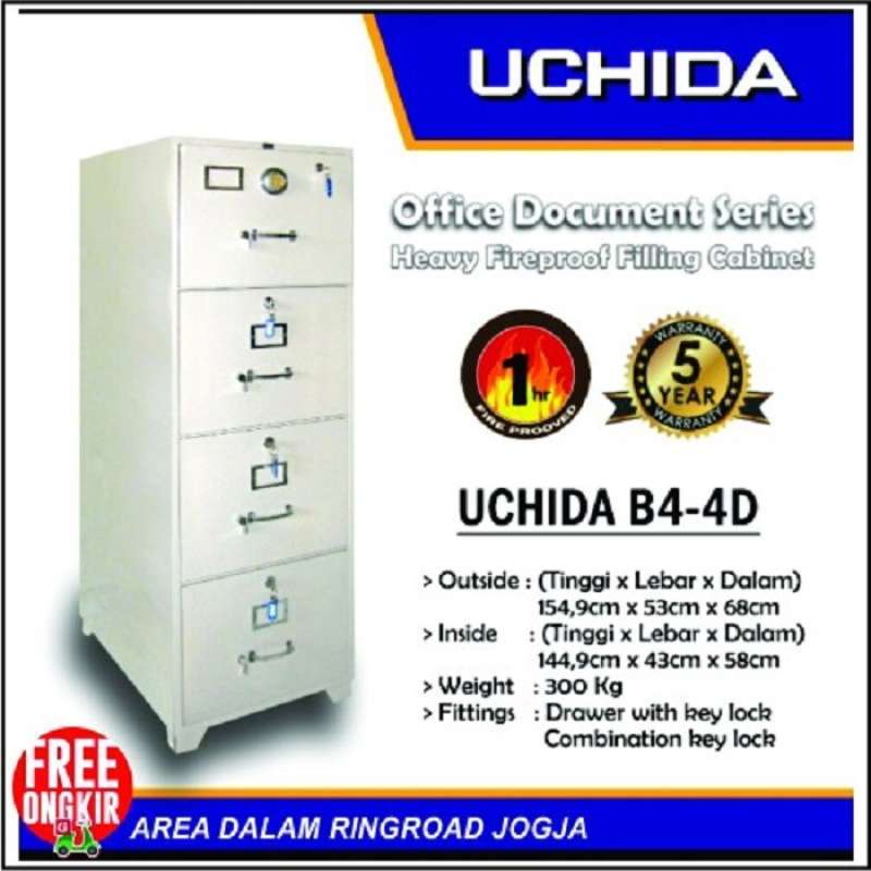 Jual FILLING CABINET BESI FIREPROOF TAHAN API UCHIDA TYPE B4-4D di Seller Gardena Jogja ...