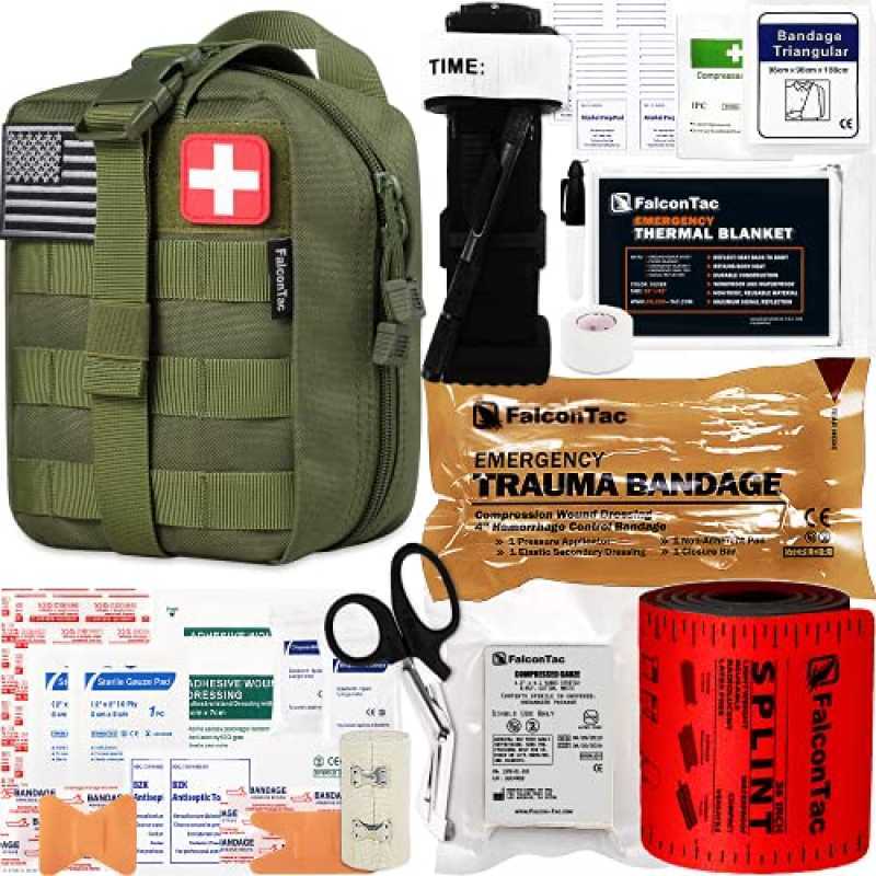 Promo FalconTac Trauma Kit EMT IFAK Emergency Treatment Care First Aid Kit with Aluminum Rod ...