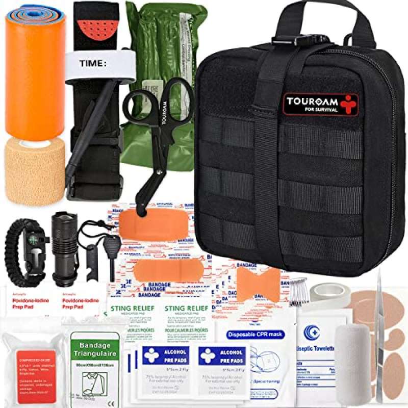 Promo TOUROAM IFAK First Aid Kit, Trauma Kit Molle Tactical Emergency First Aid Kit Survival ...