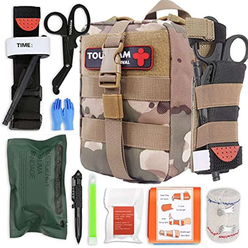 Promo TOUROAM IFAK Trauma First Aid Kit, Micro Rip Away Molle Med Pouch, Fully Stocked Small ...
