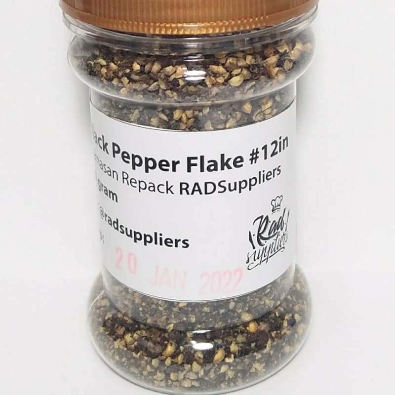 Jual Flake Black Pepper kemasan botol 80gram, Lada Hitam butiran kasar ...