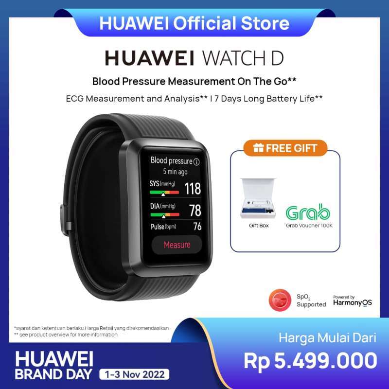 Jual HUAWEI WATCH D SmartWatch | Blood Pressure Measurement | ECG ...