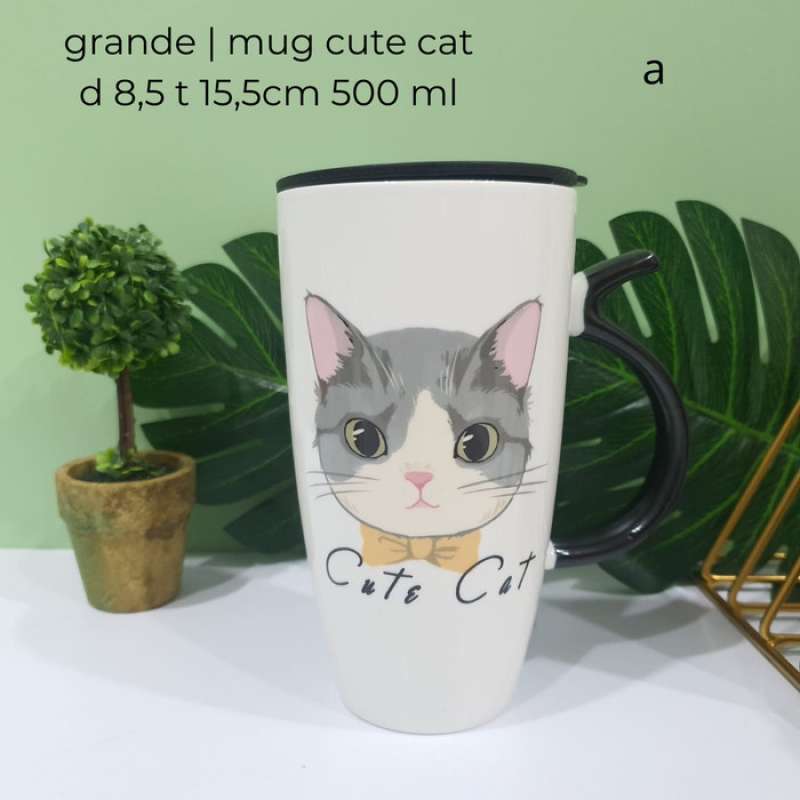 Jual Grande | Mug Keramik Jumbo Cute Cat | Gelas Kucing Jumbo di Seller ...