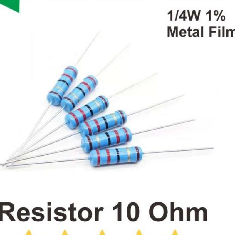 Jual Resistor R 10 R10 Ohm 1/4w 1/4 Watt Metal Film Biru Dip Toleransi ...