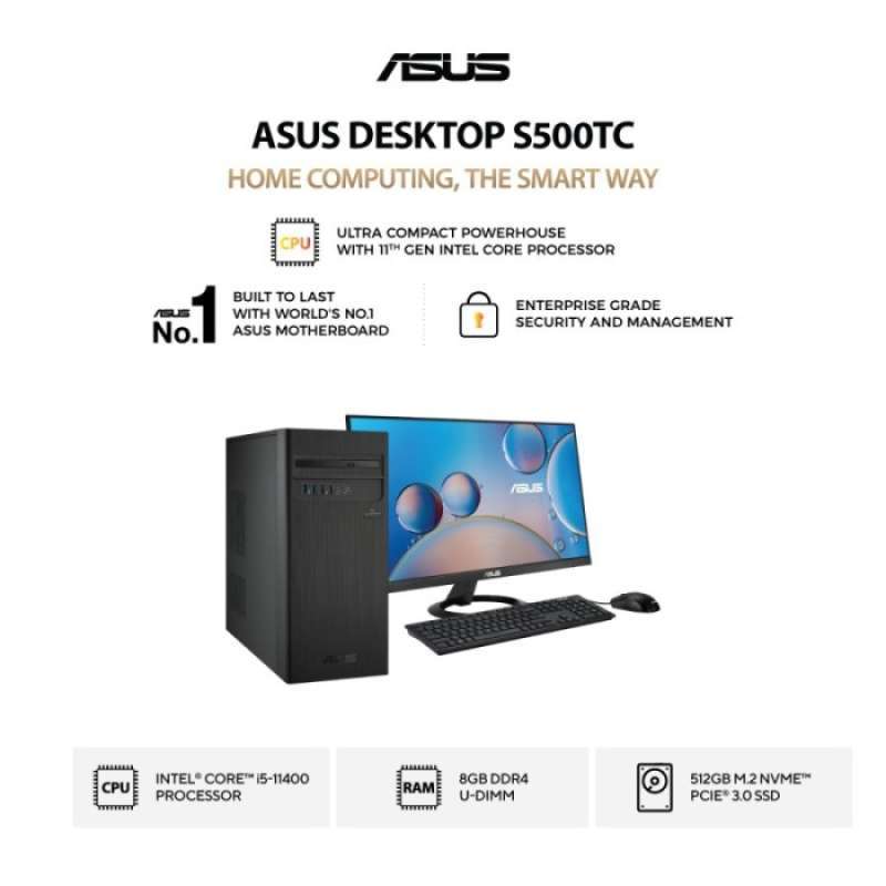 Jual PC ASUS DESKTOP S500TC-585000003W - I5-11400/8GB/512GB/19.5/W11 di ...