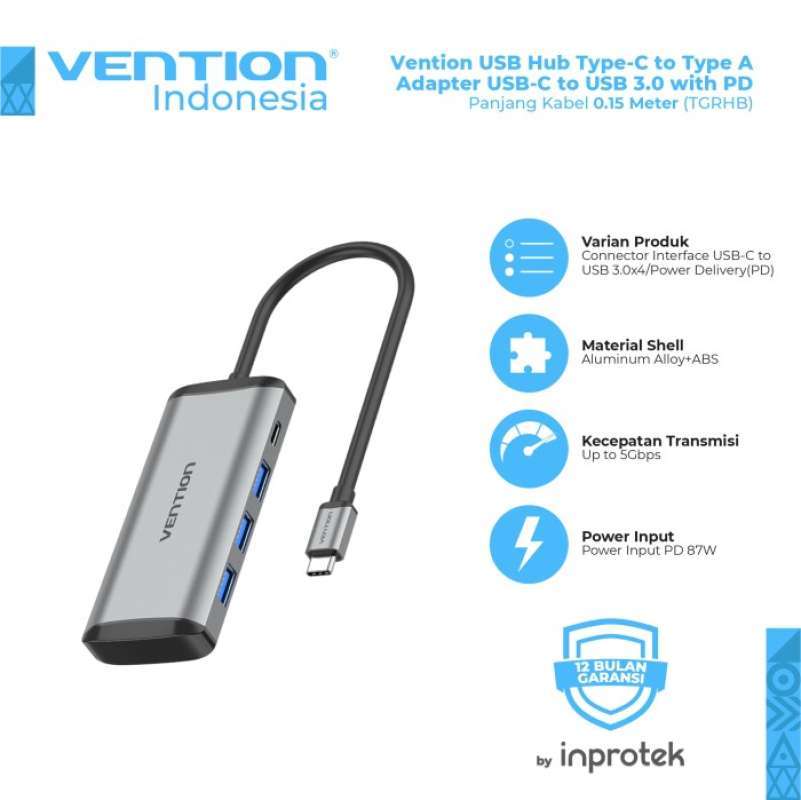 Jual Vention USB Hub Type-C to Type A Adapter USB-C to USB 3.0 with PD ... Jual Vention USB Hub Type-C to Type A Adapter USB-C to USB 3.0 with PD ...