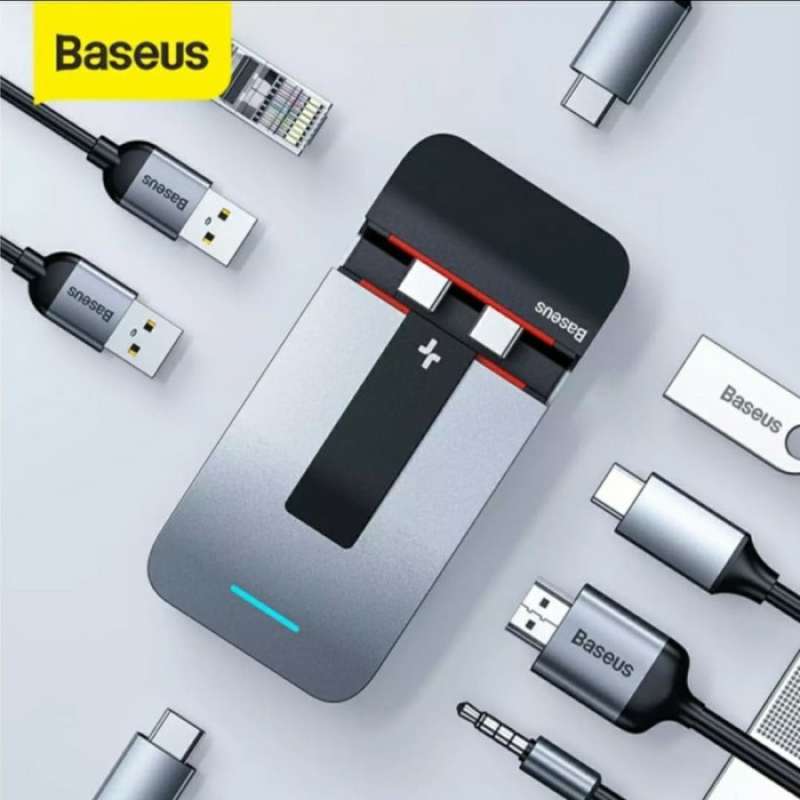 Jual USB Hub Type C Baseus 9in1 Macbook Type C Hub Thunderbolt 3 4K HDMI di Seller Cullen darrel ...