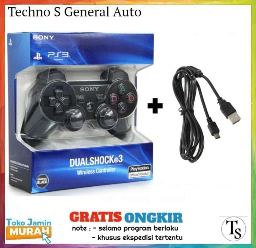Jual Stik Stick Ps3 Wireless Original Pabrik + Kabel Charger Ps 3 Ori ...