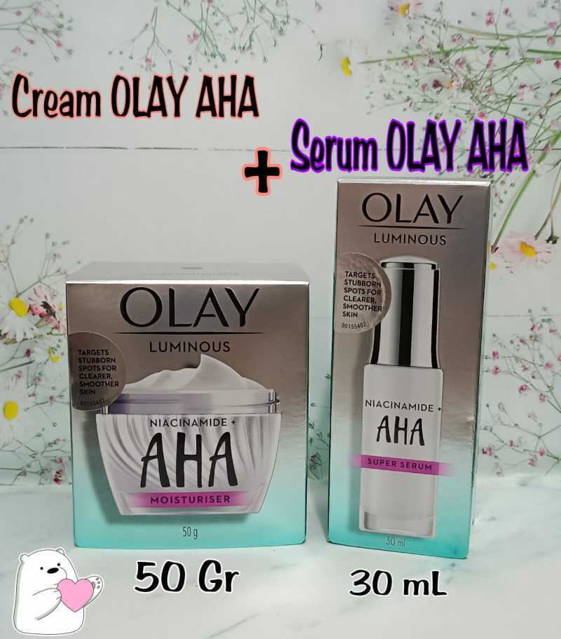 Promo Paket Olay Luminous Niacinamide + Aha Super Serum + Krim Pelembab ...